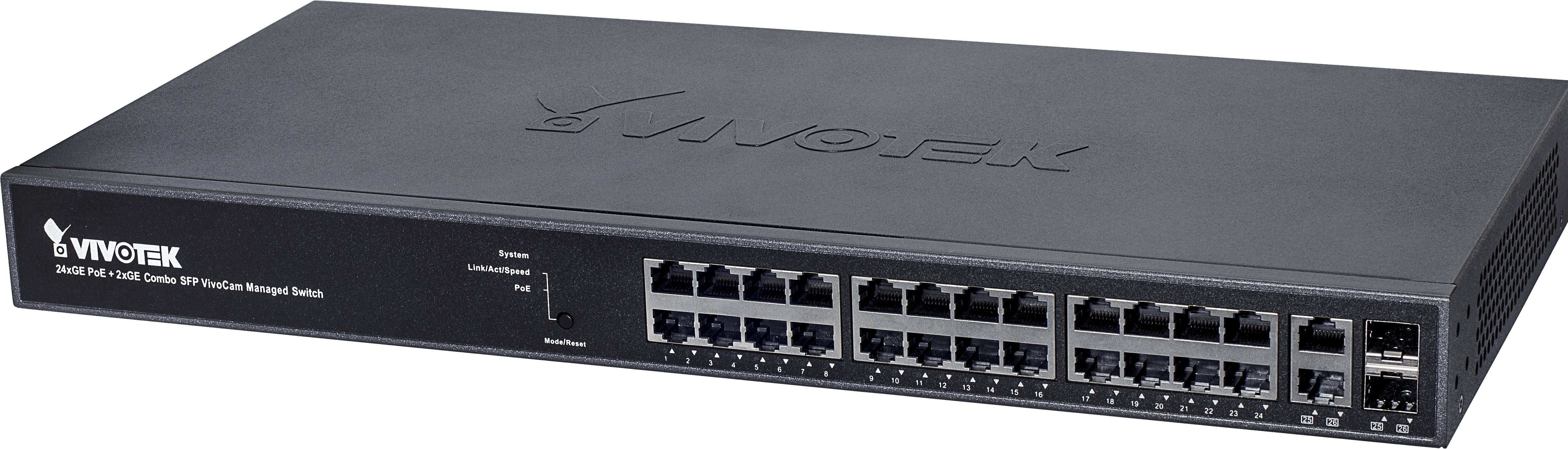 Vivotek L2 VivoCam Managed 24 Gigabit PoE Switch, 24x GE PoE, 2x GE SFP ...