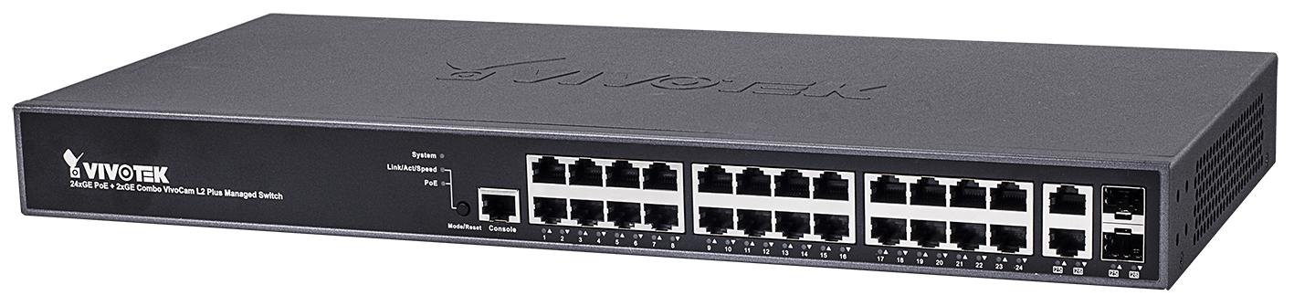 Vivotek L2 VivoCam Managed 24 Gigabit PoE Switch, 24x GE PoE, 2x GE SFP ...